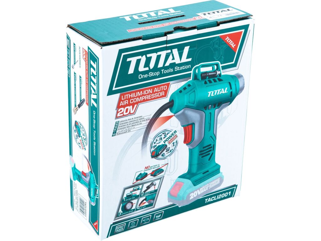 TOTAL Kompresor AKU, 20V Li-ion bez baterie a nabíječky (TACLI2001 ...